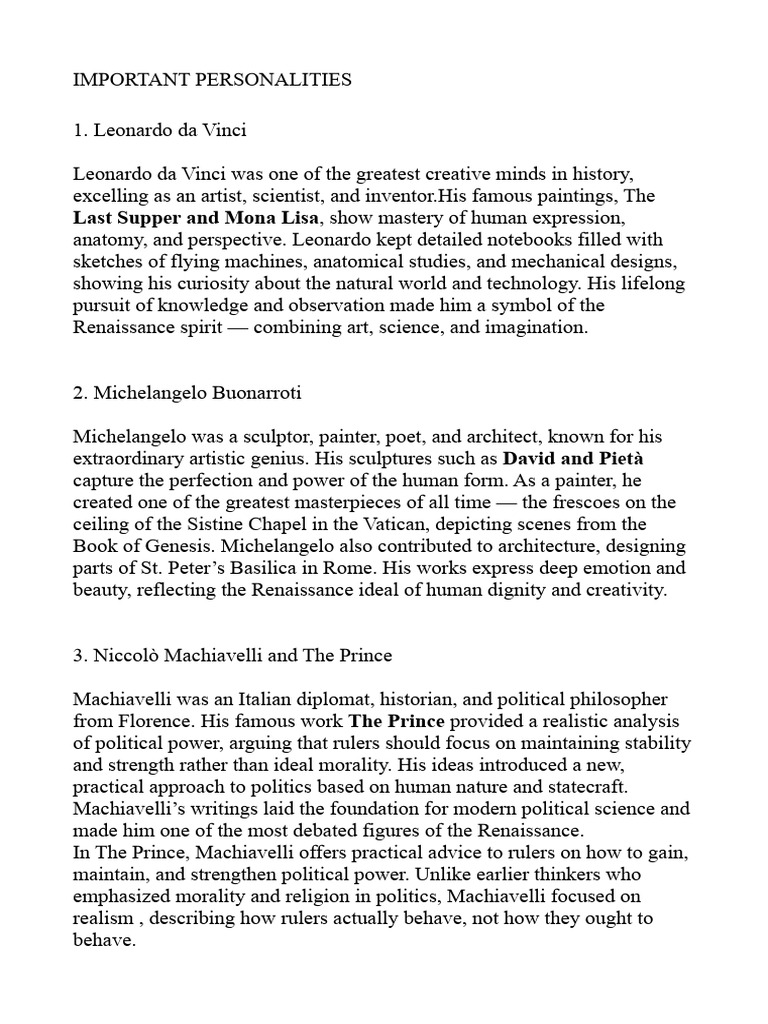 Key Figures of the Renaissance Era | PDF | Renaissance | Scientific ...
