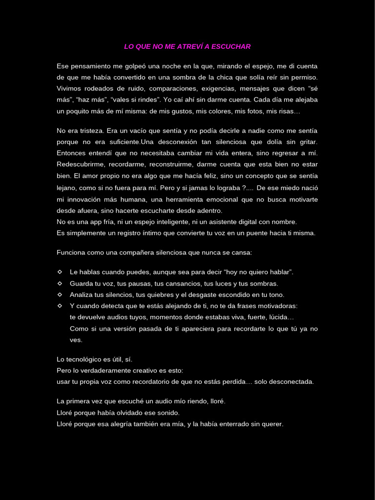 Lo Que No Me Atreví a Escuchar | PDF