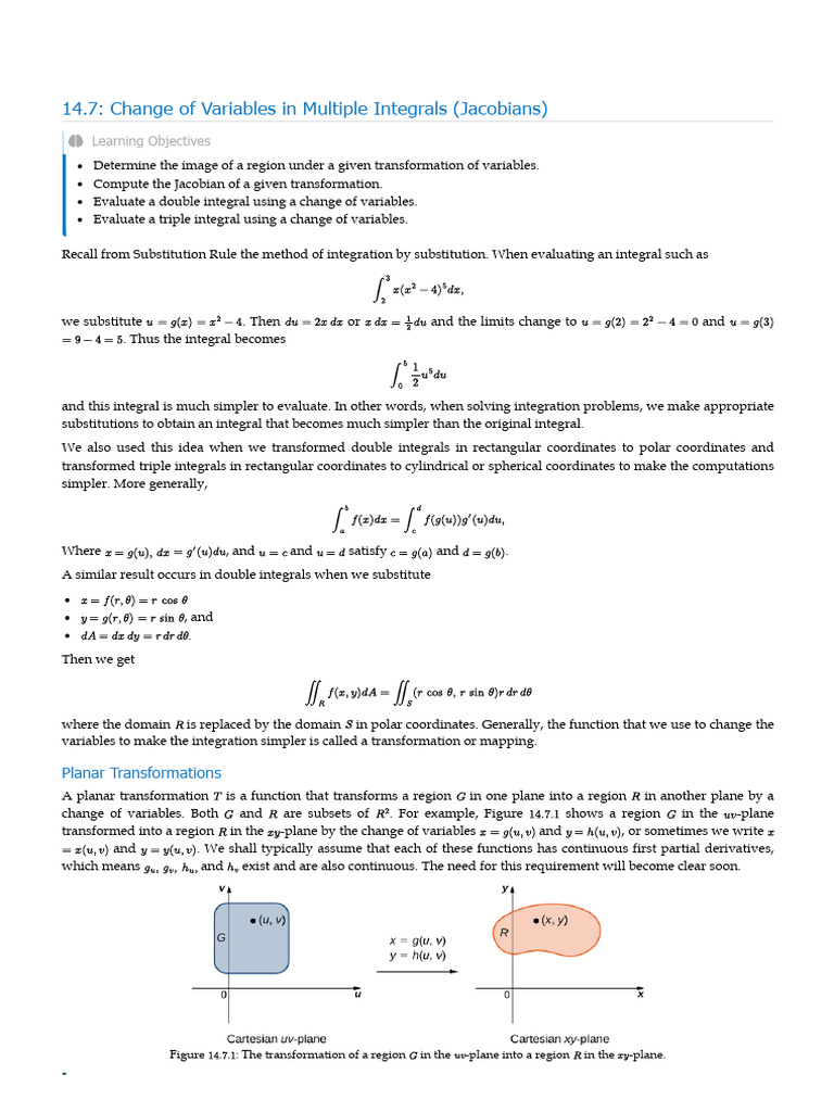 14.7 - Change of Variables in Multiple Integrals (Jacobians ...