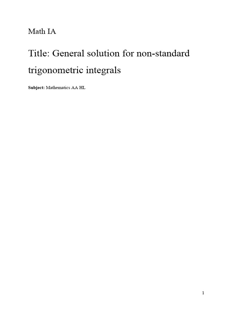 Math IA Math Aa HL | PDF | Trigonometric Functions | Integral