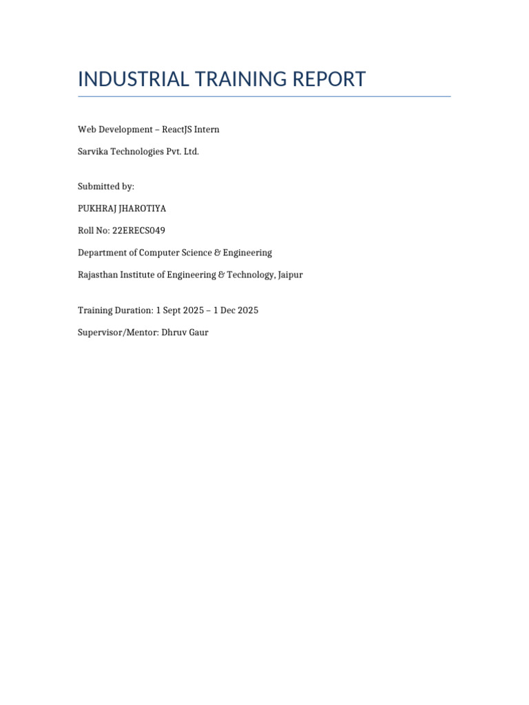 Industrial Training Report Final Pukhraj | PDF | Computer Libraries ...