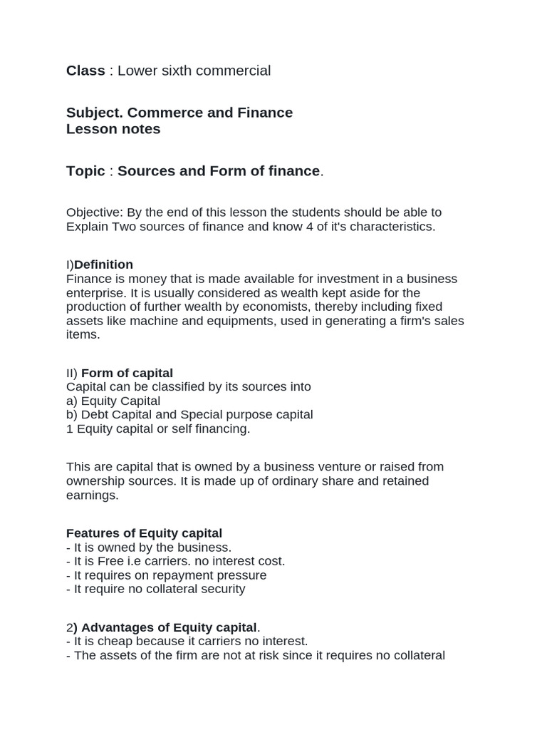 Sources and Forms of Finance Explained | PDF