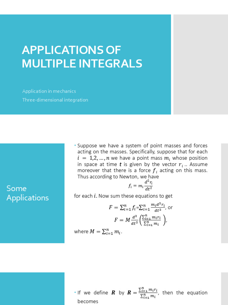 Applications of Multiple Integrals | PDF | Center Of Mass | Force