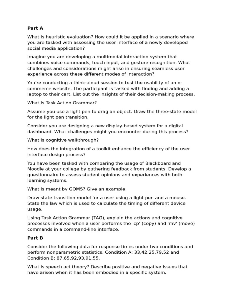 HCI Question Bank | PDF | System | Information Science