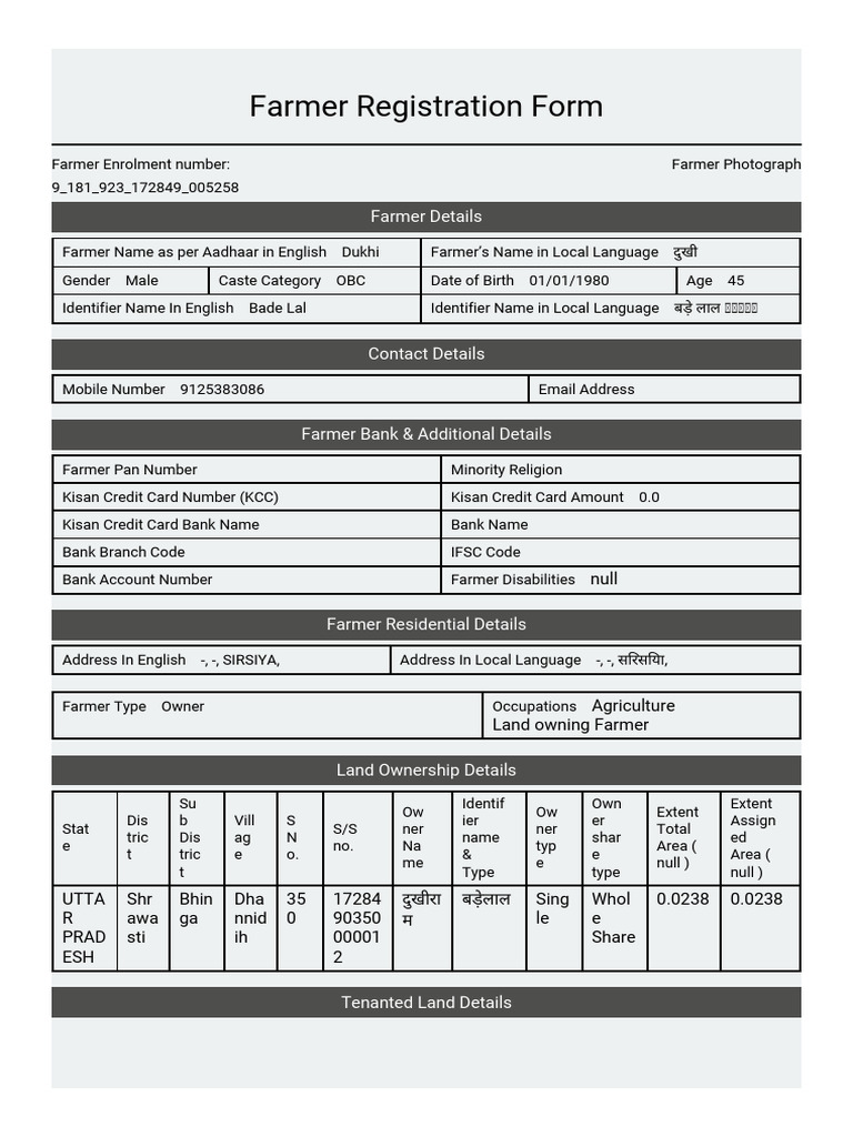 Farmer Registration Form | PDF