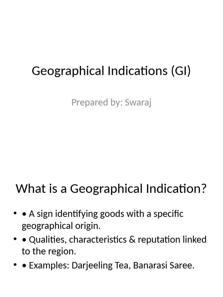 Geographical Indications 7 Slides Final | PDF