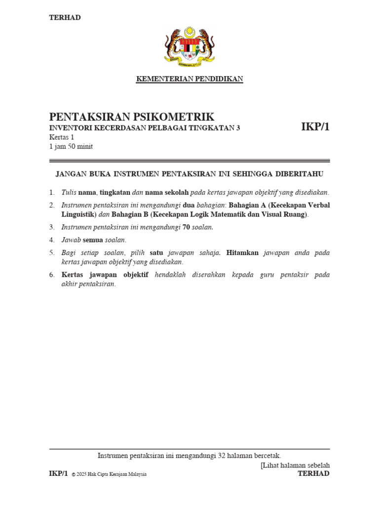 2025 Ikp - 1 Instrumen | PDF