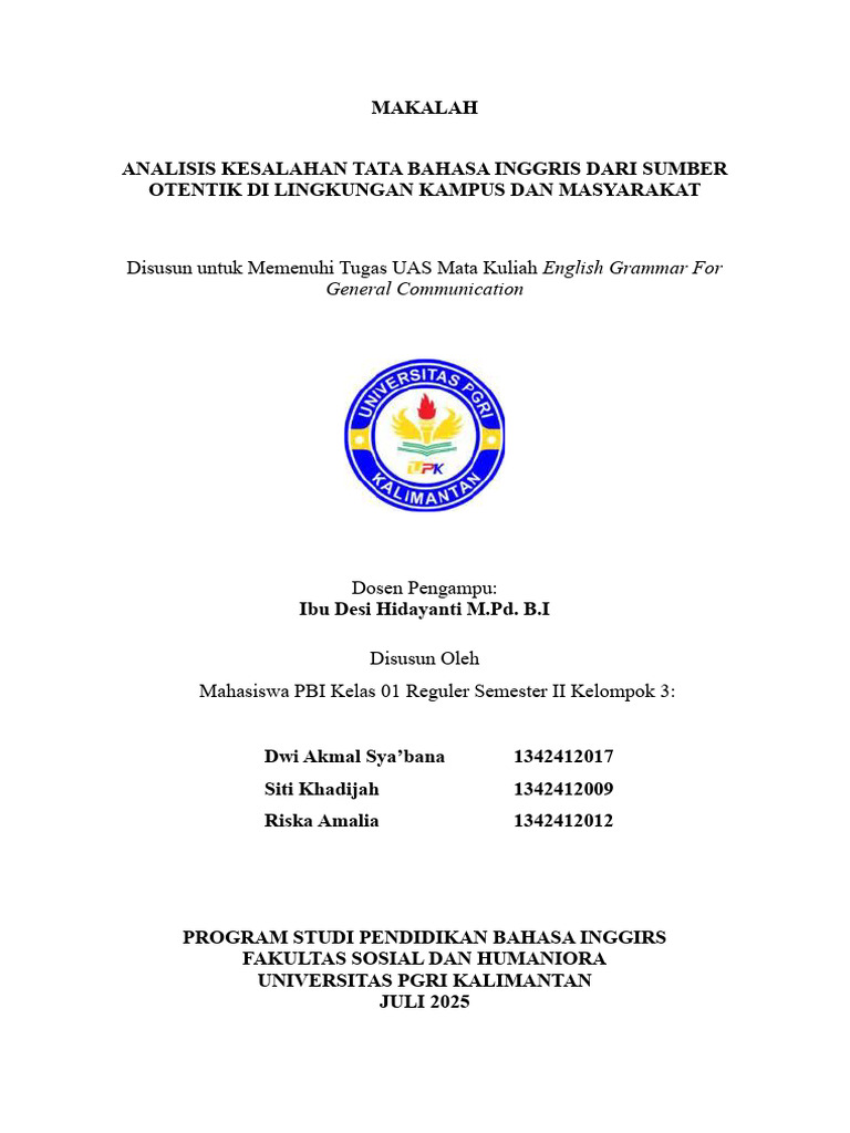 Uas Grammar Kelompok 3 | PDF