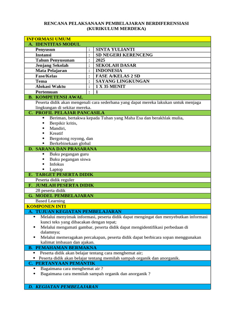 Format Modul Ajar - RPP Kurikulum Merdeka PKM Sesi 4 | PDF