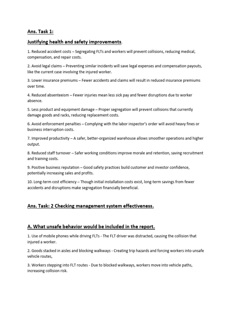 Justifying Health and Safety Improvements | PDF | Occupational Safety ...