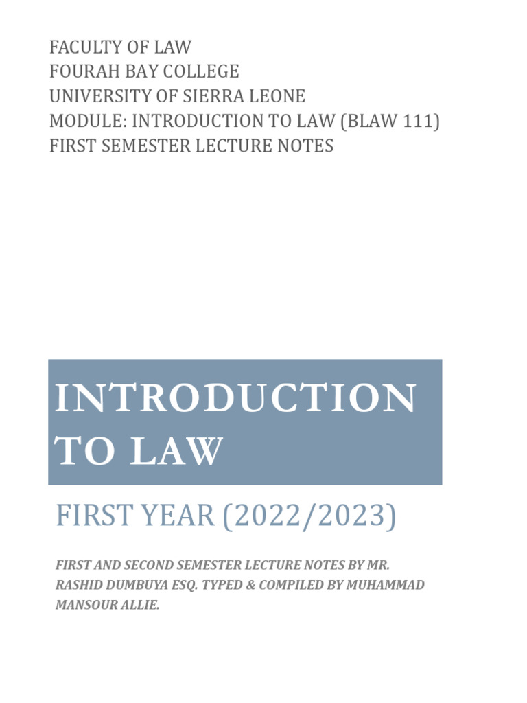 Introduction To Law | PDF | Burden Of Proof (Law) | Natural Law
