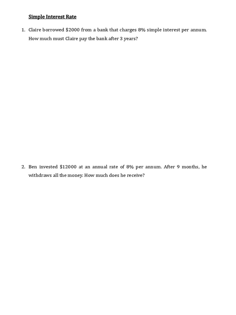 Simple Interest Calculations and Examples | PDF | Interest | Interest Rates