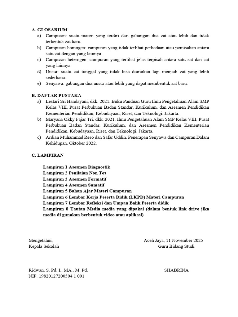 TTD Print Out Modul Ajar | PDF