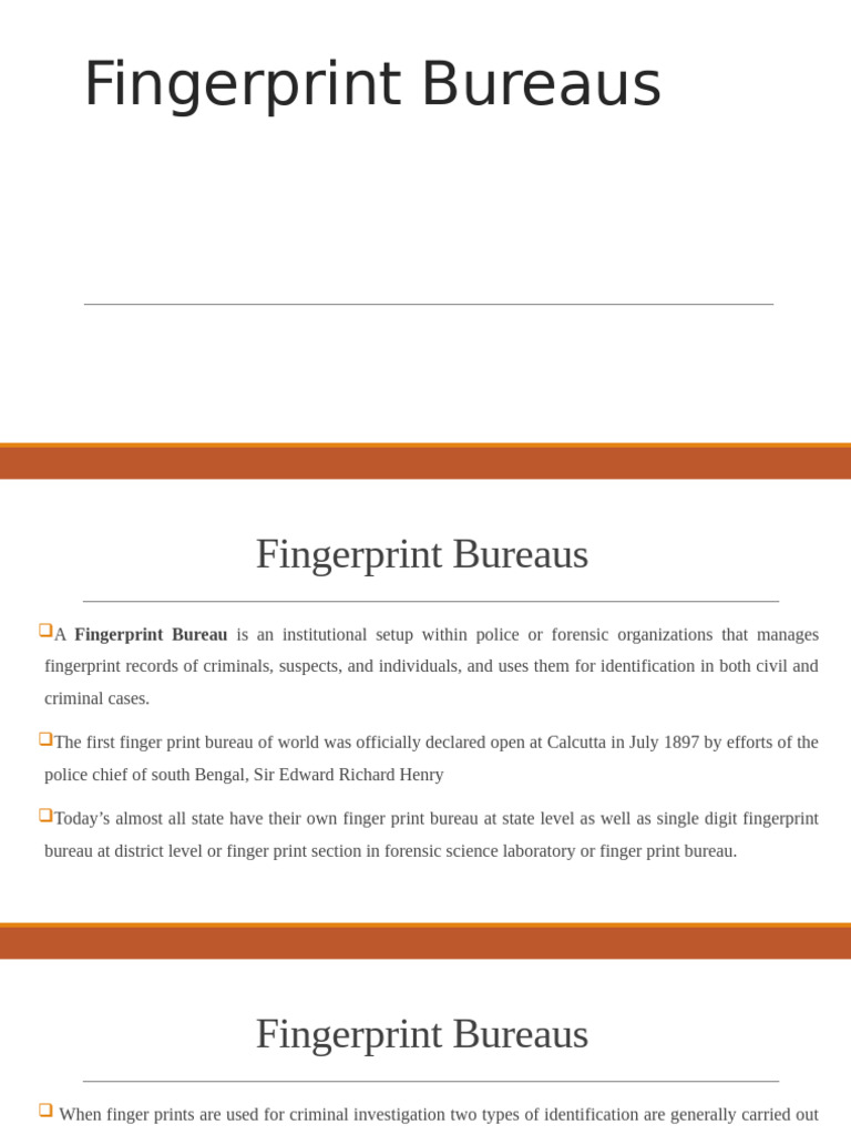 Fingerprint Bureau | PDF | Fingerprint | Forensic Science