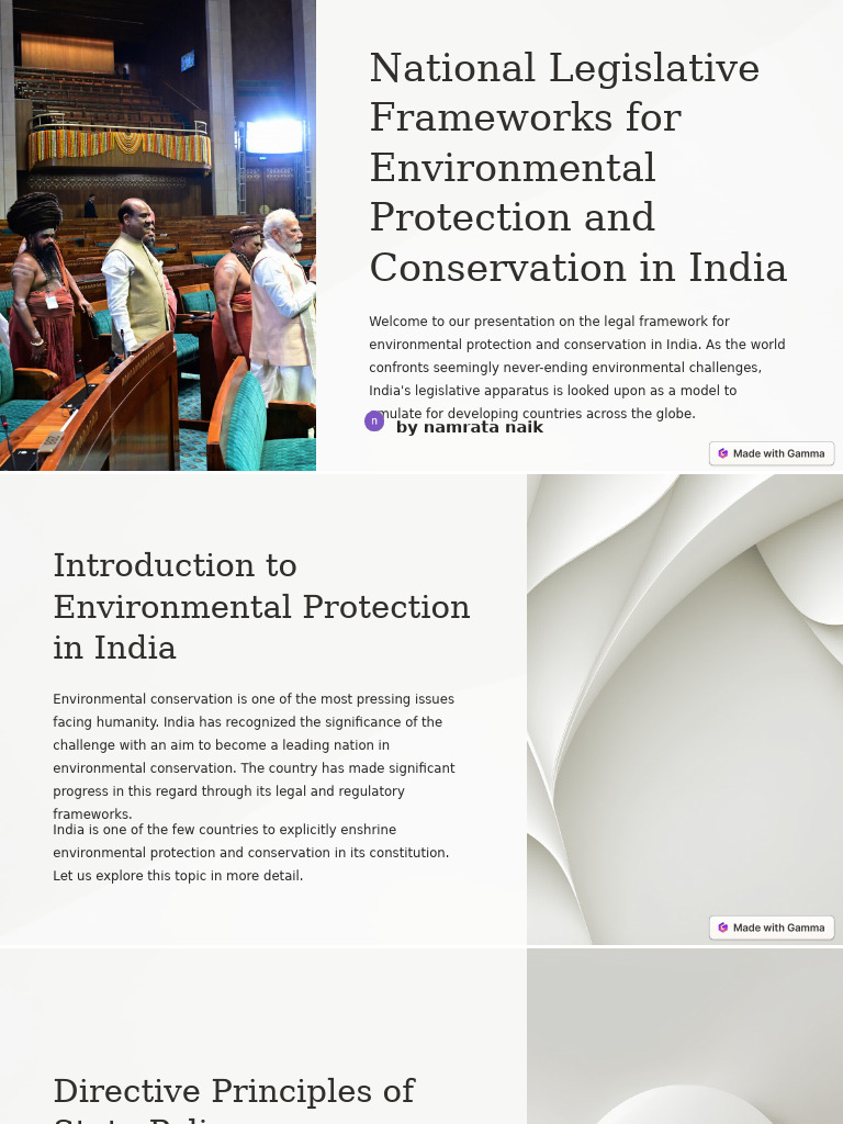 National Legislative Frameworks For Environmental Protection and ...