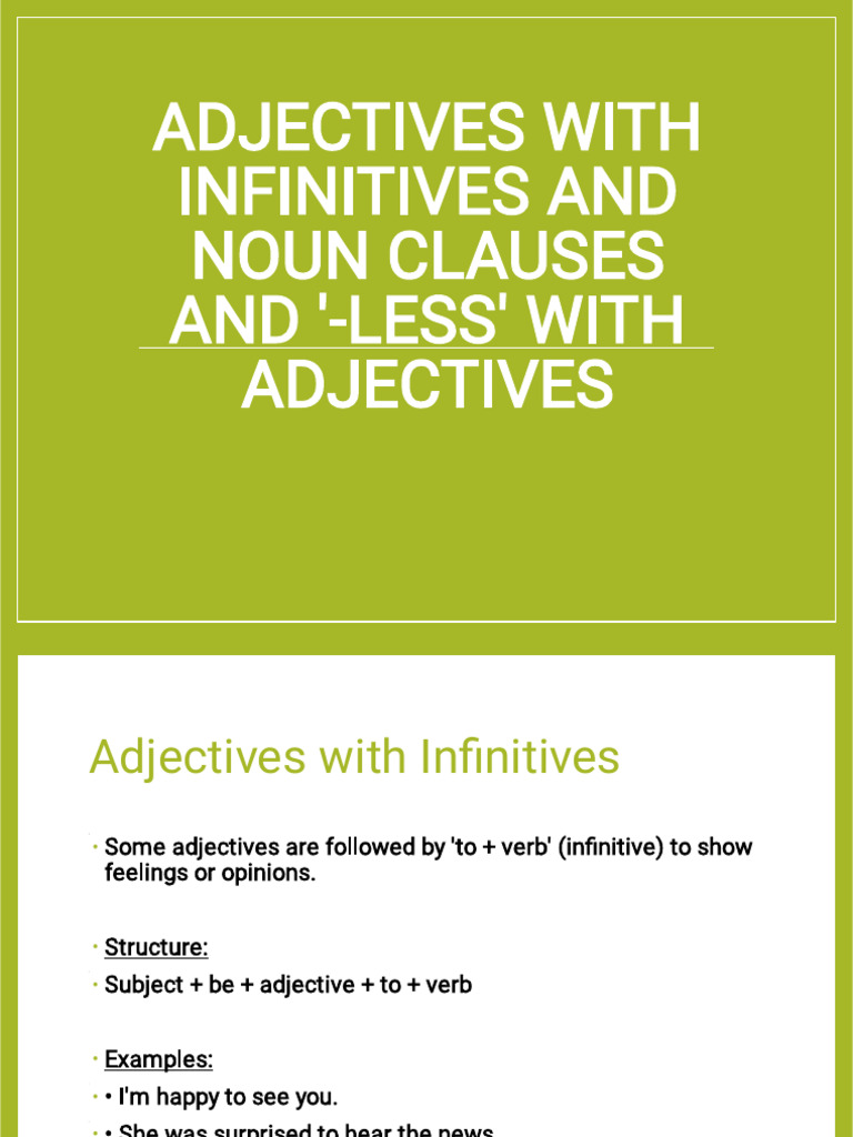 Adjectives With Infinitives and Less | PDF