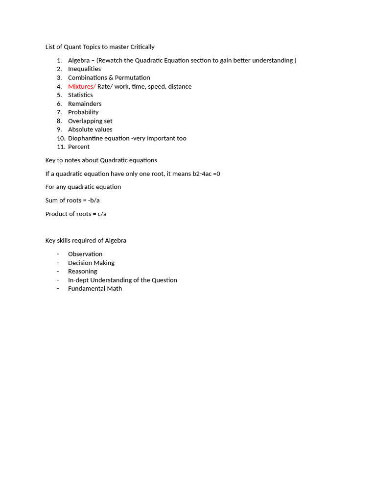List of Critical GMAT Quant Questions | PDF