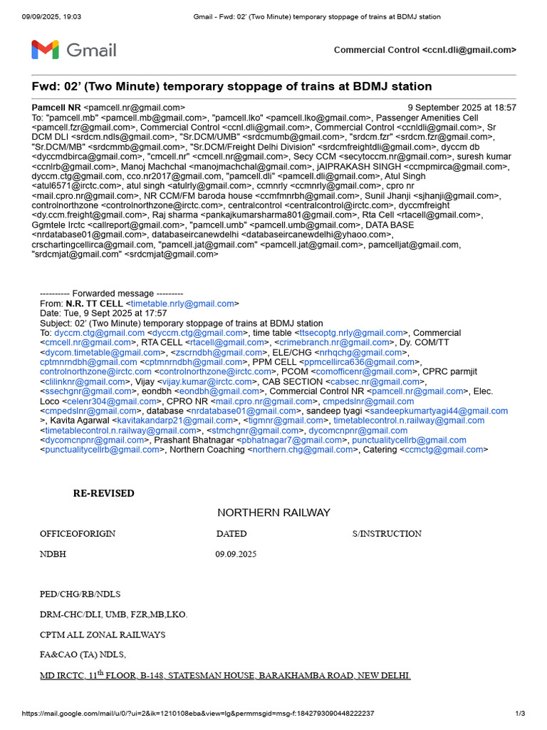 Temporary Stoppage of Trains at BDMJ Station | PDF