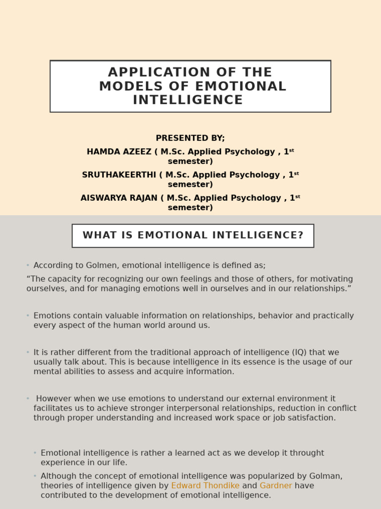 Understanding Emotional Intelligence Models | PDF | Emotional ...