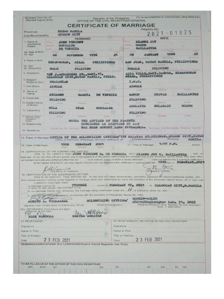 Marriage Cert | PDF