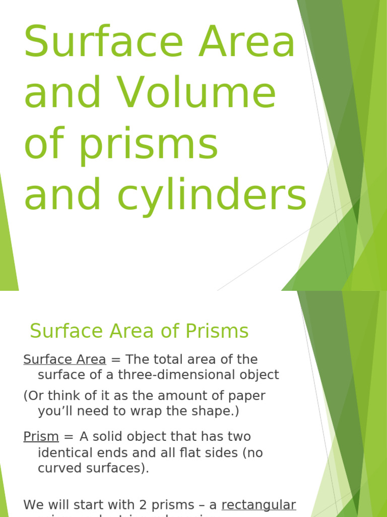 Surface Area & Volume of Prisms/Cylinders | PDF | Area | Elementary ...