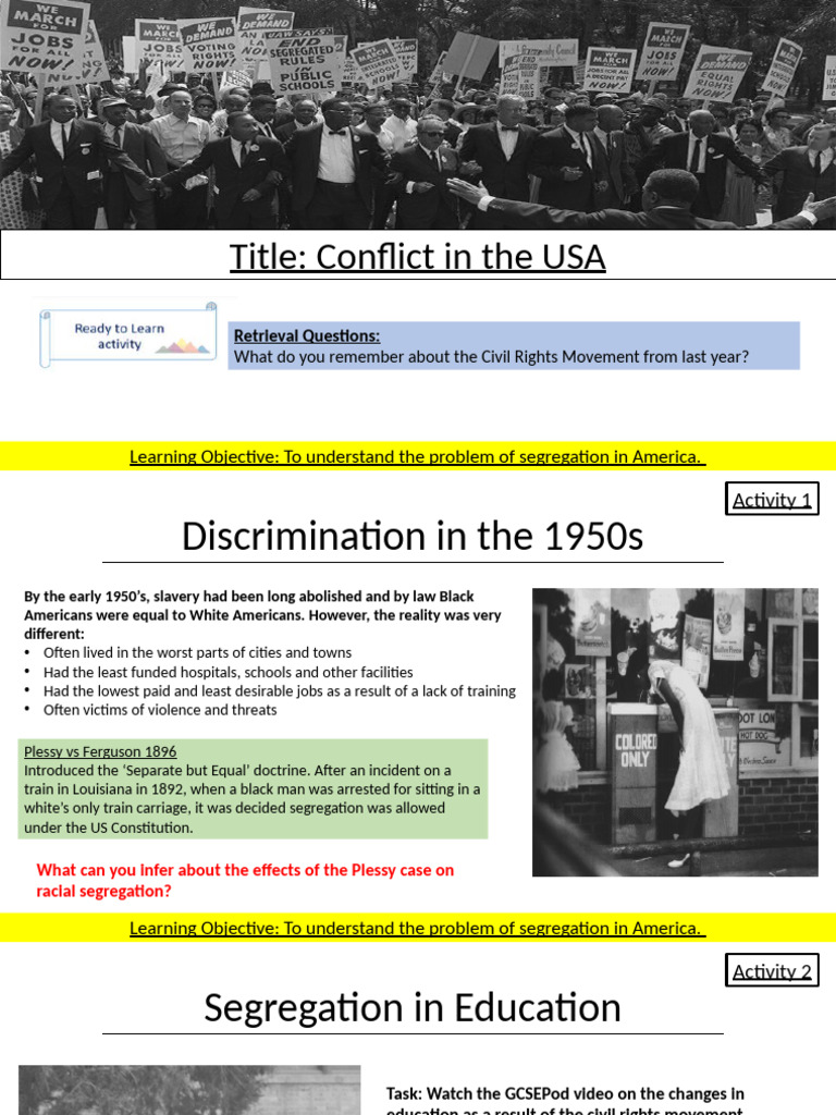 Conflict and Segregation | PDF | Litigation | Plessy V. Ferguson