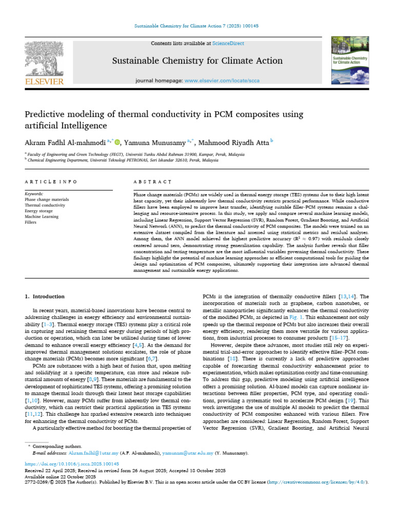 Predictive Modeling of Thermal Conductivity in PCM Composites Using ...
