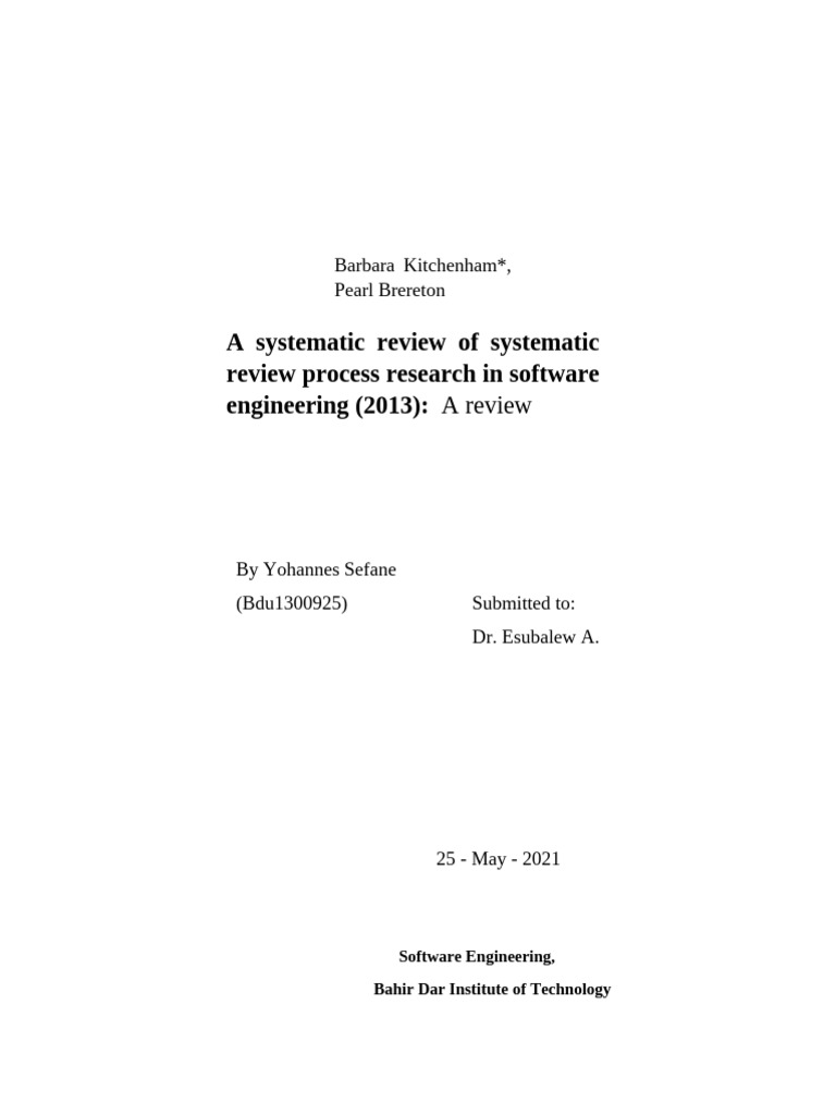 A SR of SR Process Research in SE - Report 2 | PDF | Methodology ...