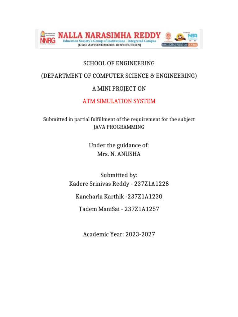 ATM Simulation System Elaborated | PDF | Object Oriented Programming ...
