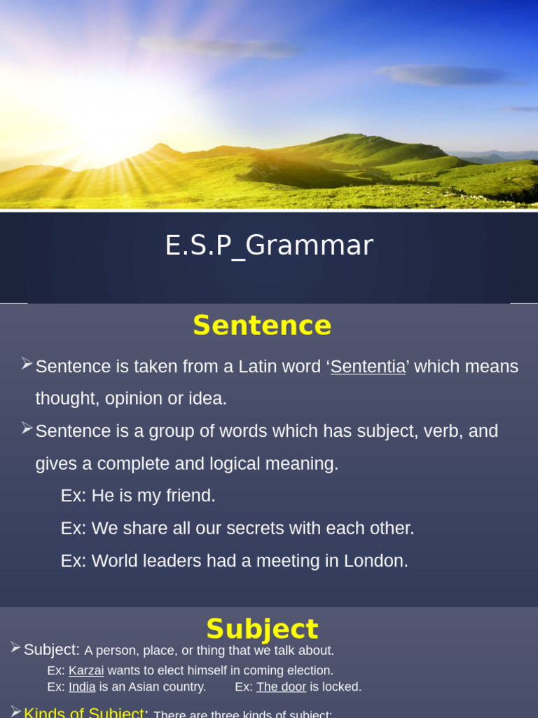 ESP Grammar | PDF | Verb | Subject (Grammar)