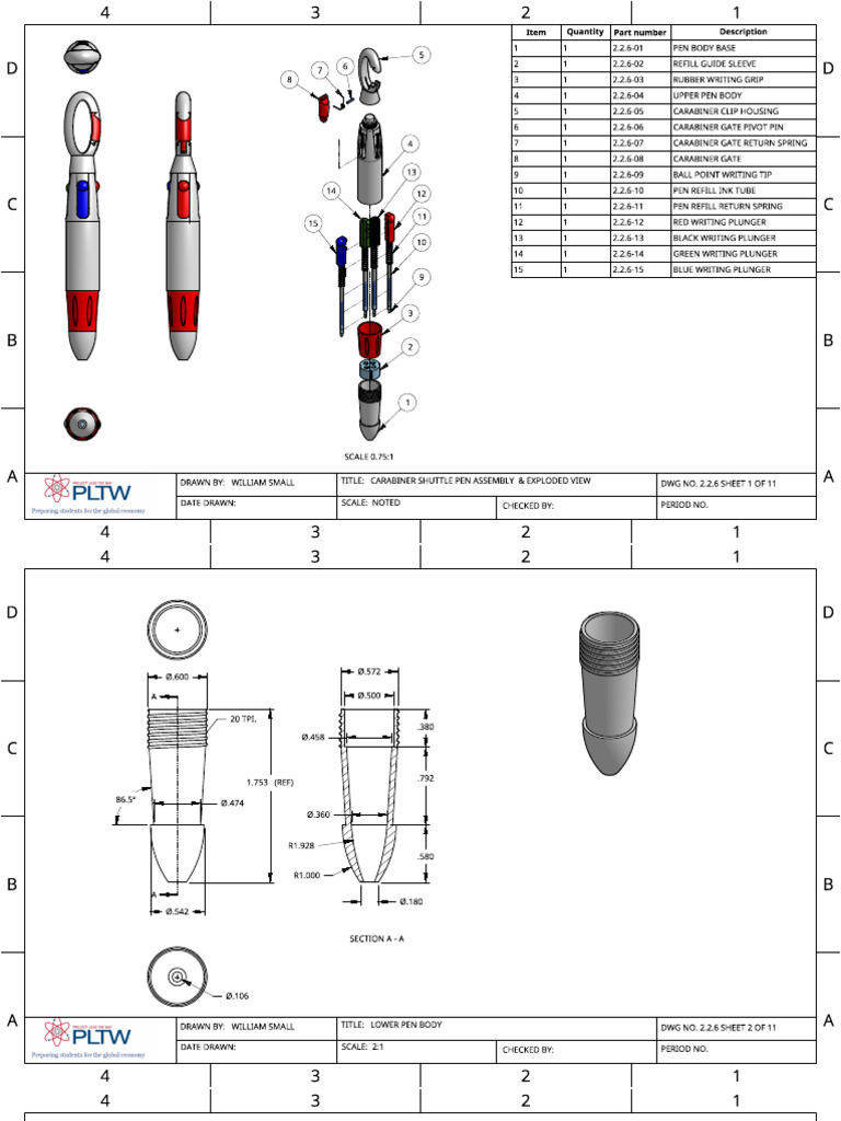 Carabiner Shuttle Pen Detail Dwgs | PDF