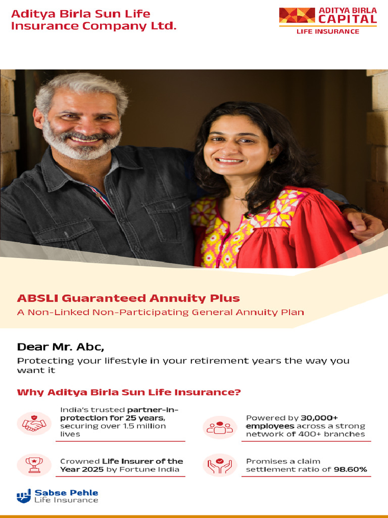 ABC ABSLI Guaranteed Annuity Plus Plan | PDF