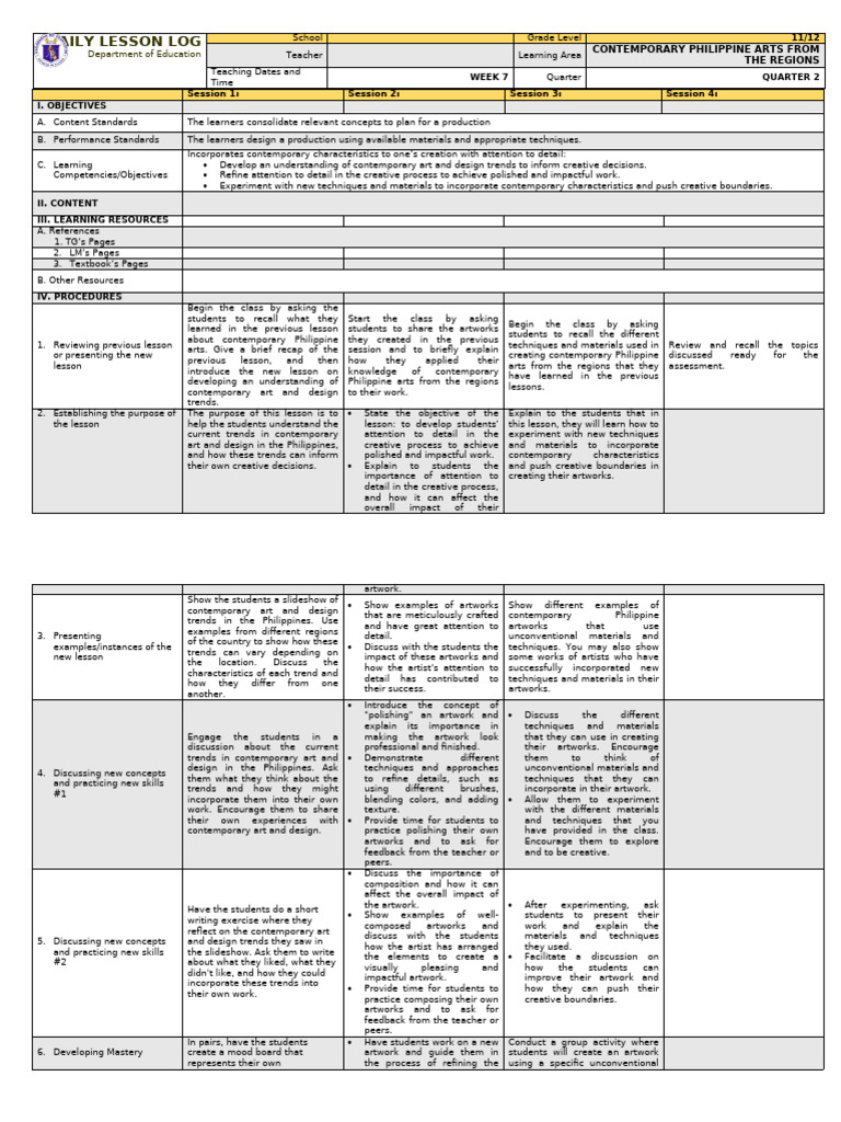 Cpar Q2 Week7 | PDF | Teachers | Learning