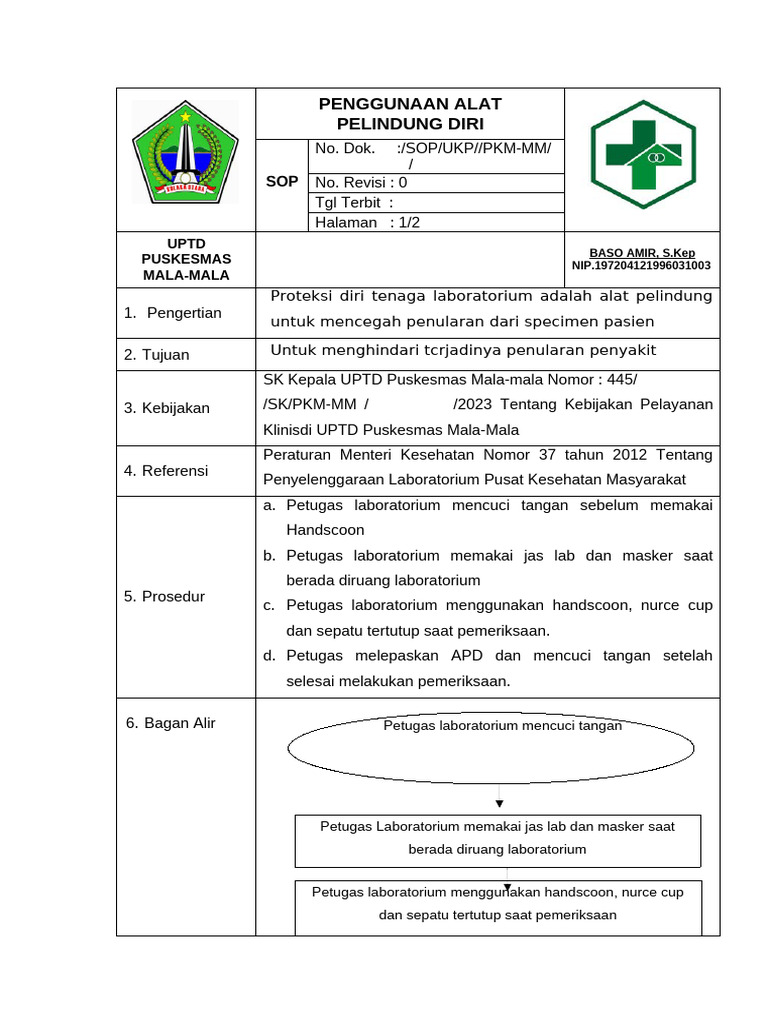 SOP Alat Pelindung Diri Laboratorium | PDF