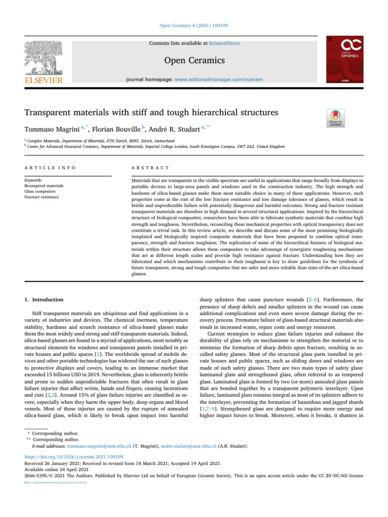 Transparent Materials With Stiff and Tough Hierarchical STR 2021 Open ...