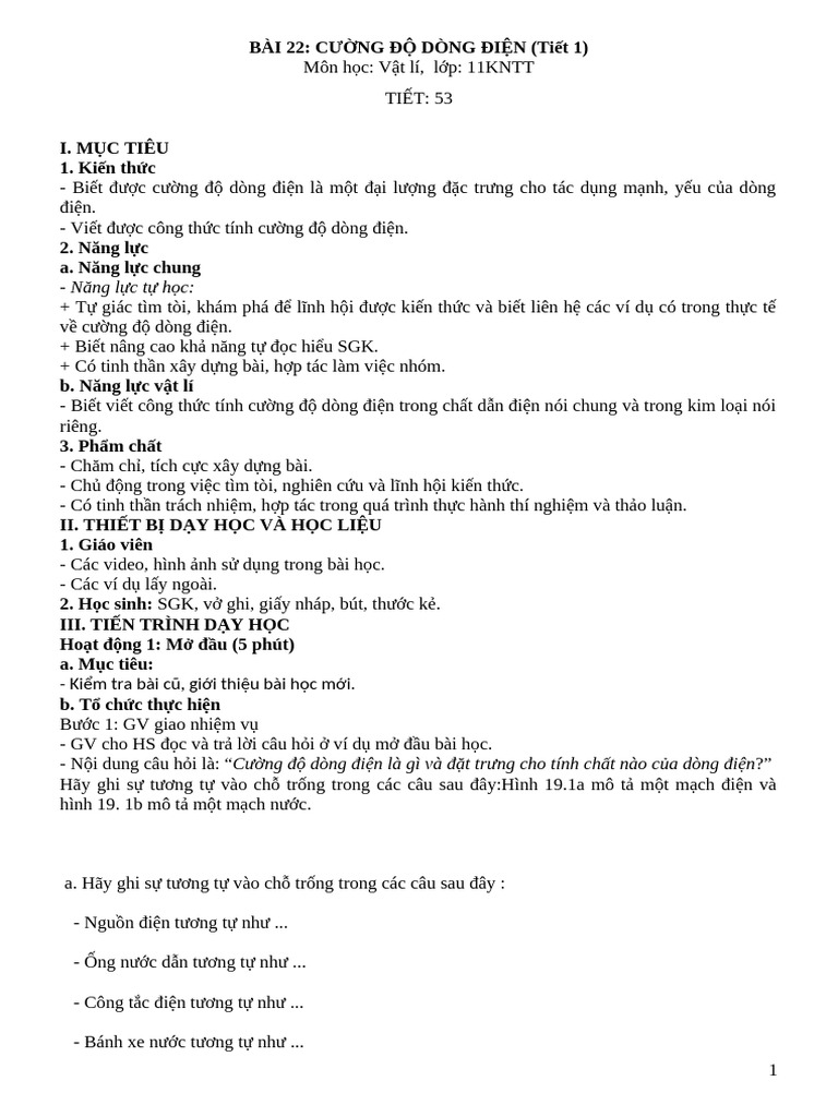 KHBD-Bai 22. Cuong Do Dong Dien Tiet 1 | PDF