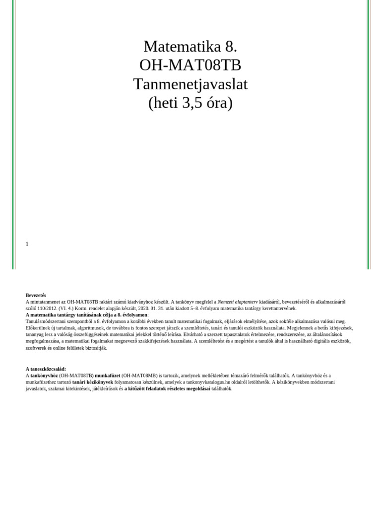 OH-MAT08TB - Tanmenet - Heti - 3,5 Oras | PDF