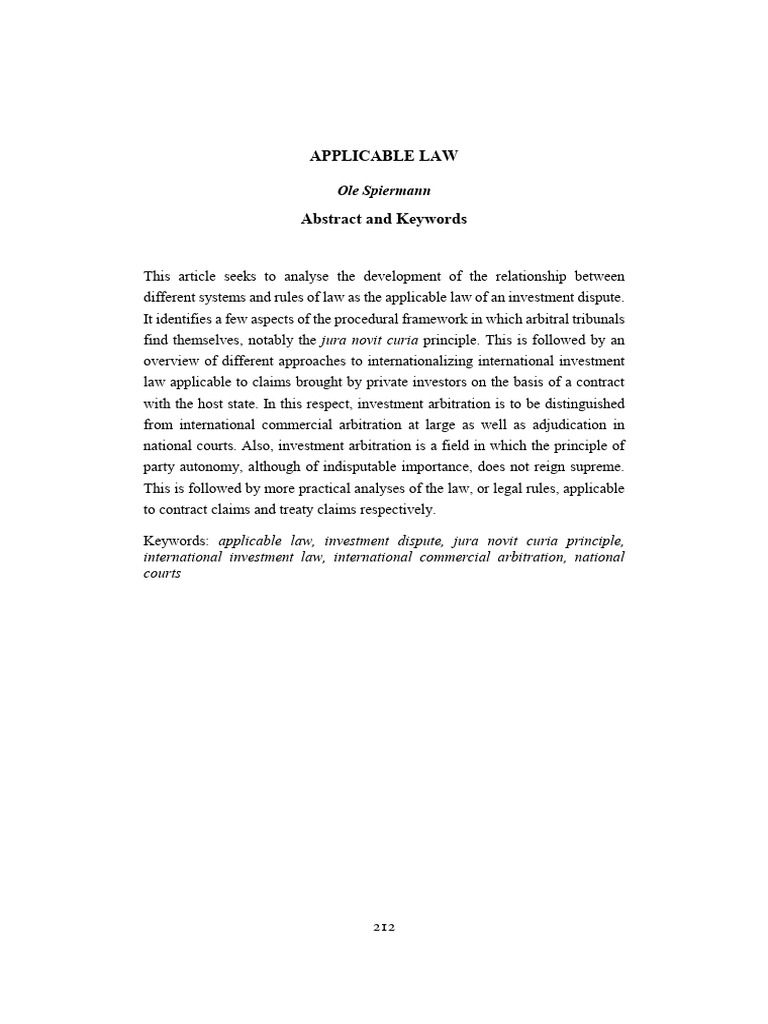 Applicable Law | PDF | International Law | Arbitration