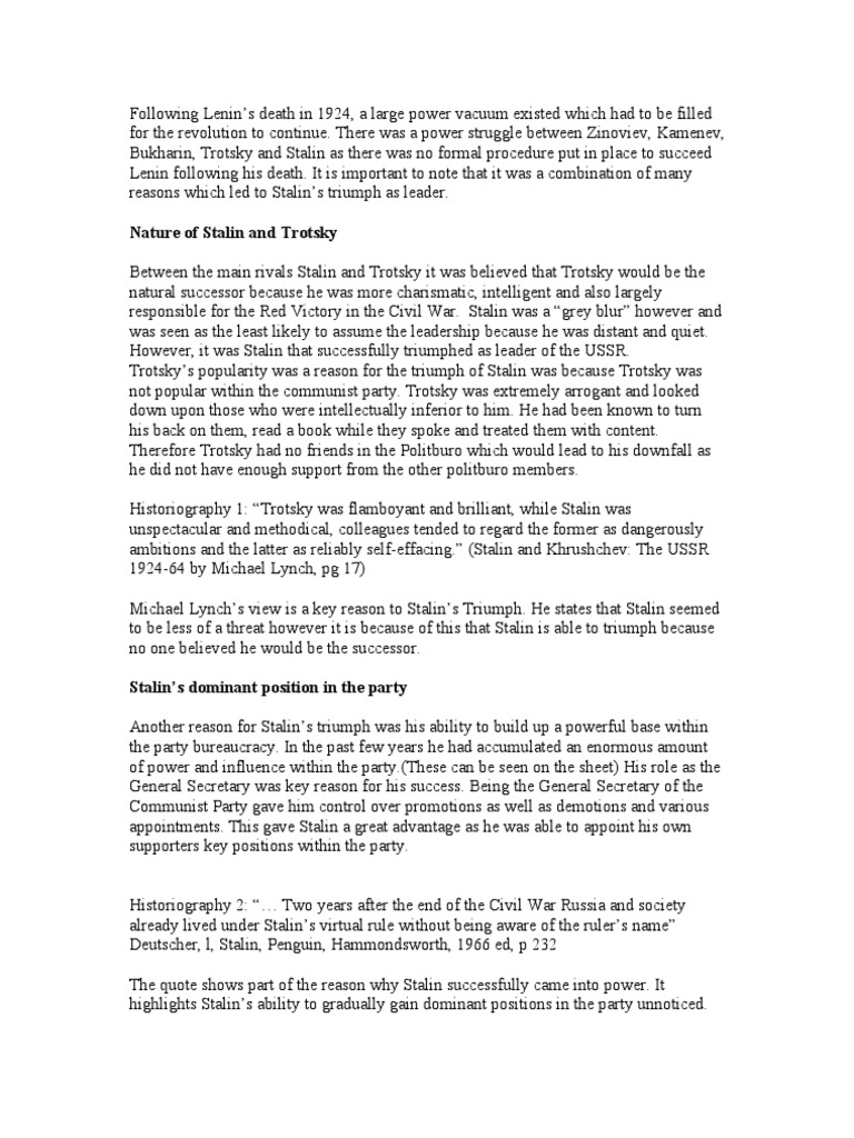 Stalin's Rise to Power Explained | PDF | Joseph Stalin | Leon Trotsky