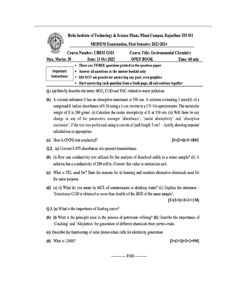 Env Chem Notes | PDF | Ozone Depletion | Smog