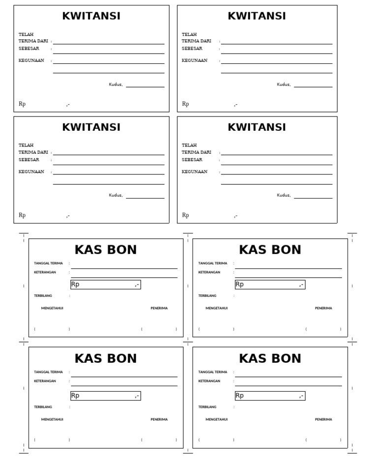 Form Kwitansi Kasbon | PDF