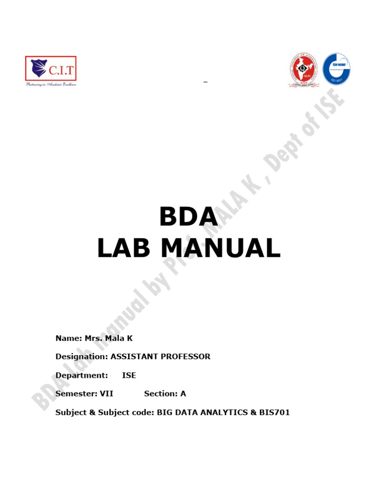 BDA Lab Manual MALA K | PDF | Apache Hadoop | Computer File