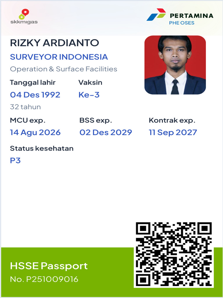 HSSE Passport - Rizky Ardianto - P251009016 - Exp 2des2029 | PDF