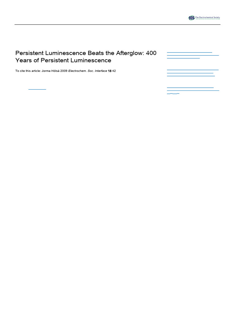 Persistent Luminescence Beats The Afterglow | PDF | Emission Spectrum ...
