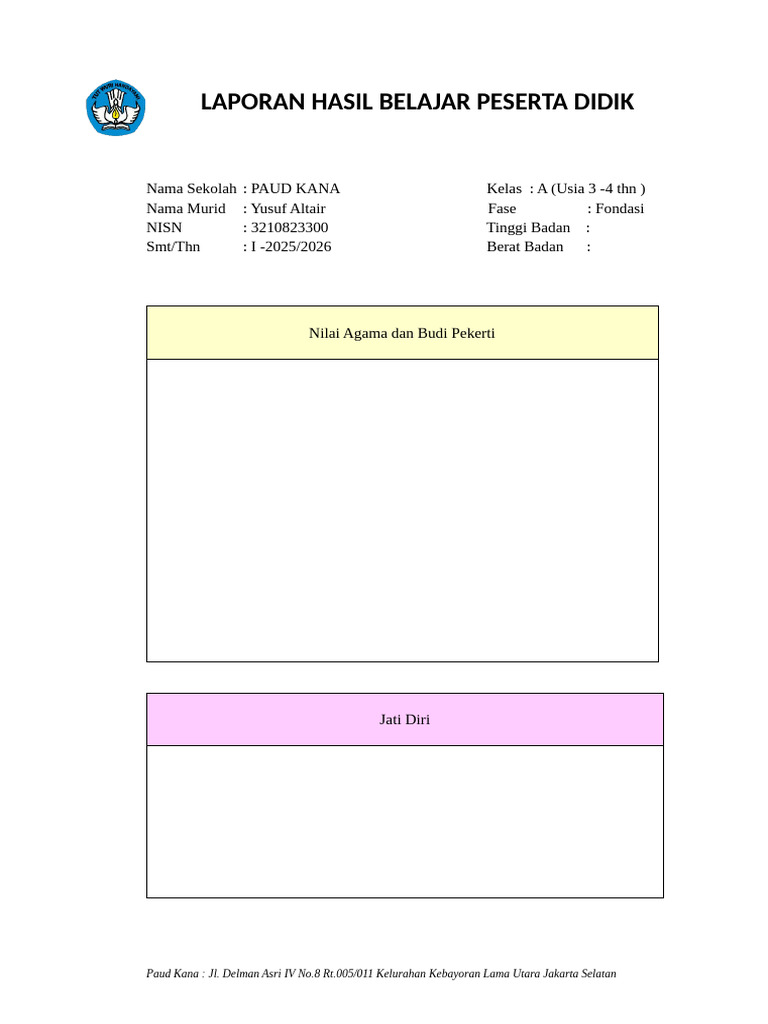 Contoh Lapor Sesuai Dengan Pedoman Pembelajaran Dan Assesmen | PDF