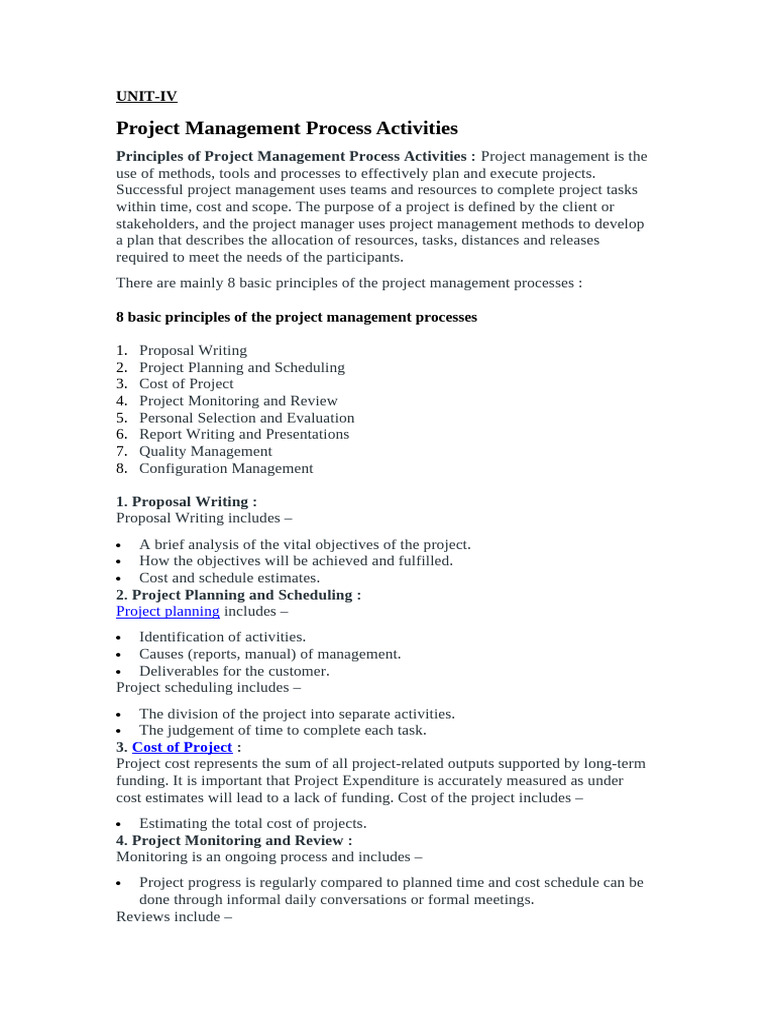 Project Management Process Principles | PDF | Brainstorming | Project ...