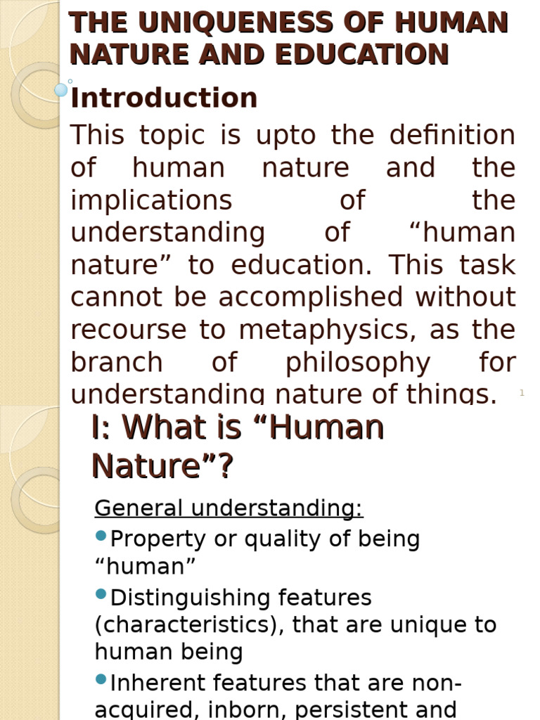 The Uniqueness of Human Nature and Education | PDF | Homo | Human Nature