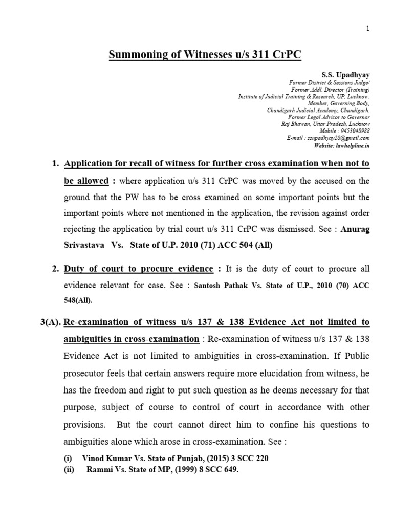 Sec_311_CrPC | PDF | Trials | Justice