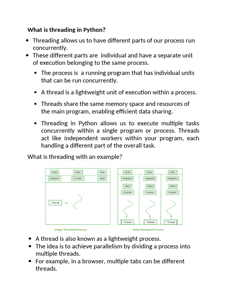 OK Threading in Python OVERVIEW | PDF | Thread (Computing) | Process ...