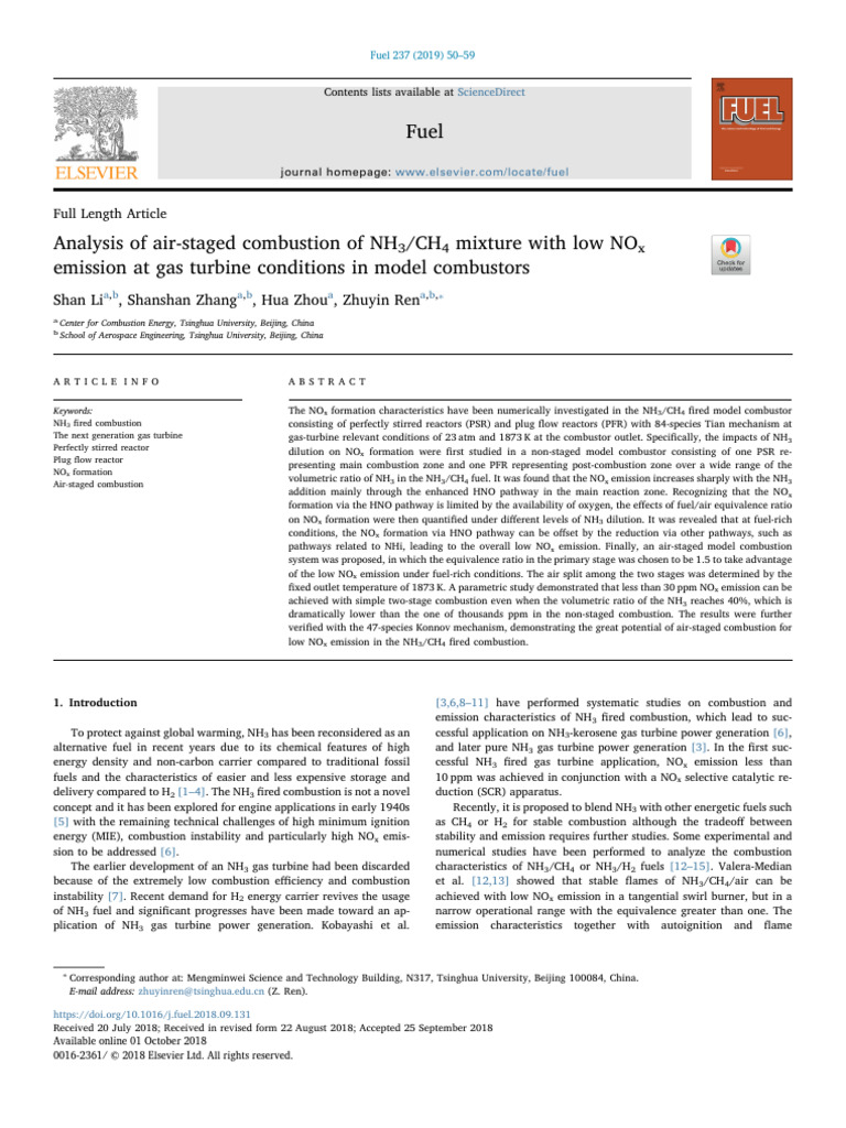 Low NOx Emission in NH3/CH4 Combustion | PDF | N Ox | Combustion